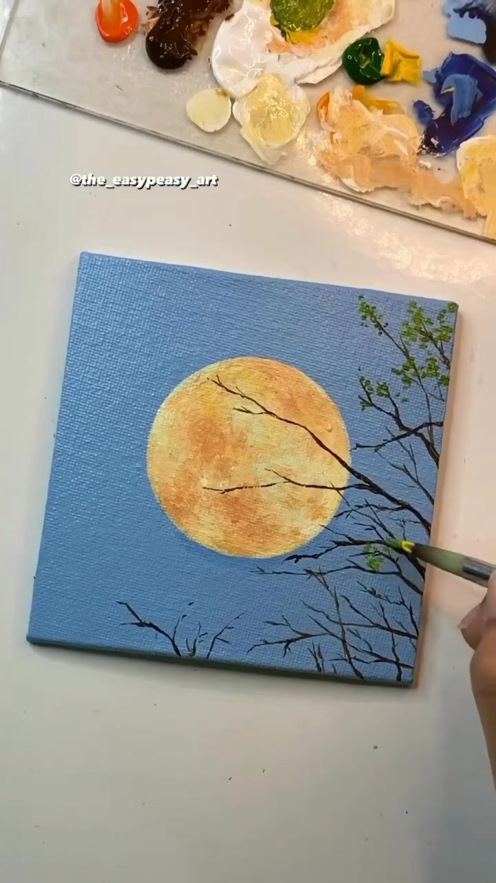 Create a Mesmerizing Full Moon Acrylic Painting: Step-by-Step Tutorial