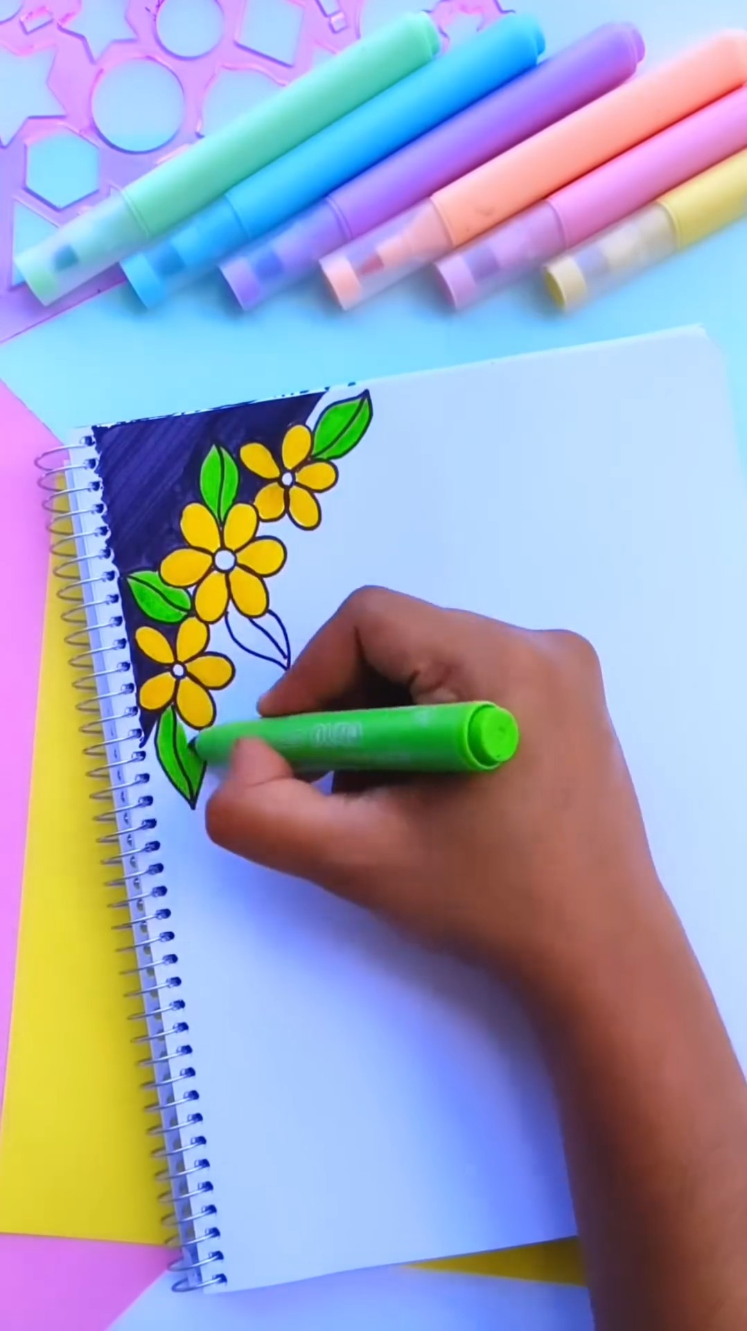 Vibrant Floral Corner Design for Your Diary