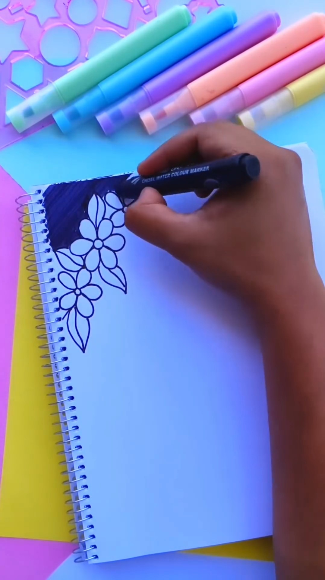 Vibrant Floral Corner Design for Your Diary